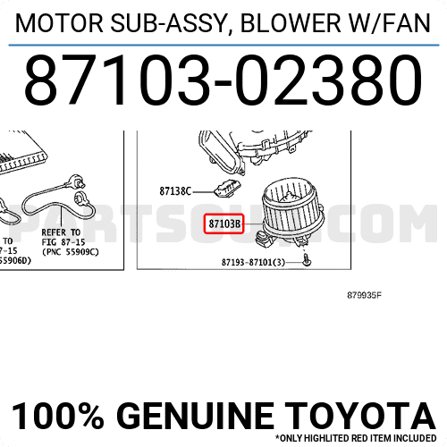 MOTOR SUB-ASSY, BLOWER W/FAN 8710302380 | Toyota Parts | PartSouq