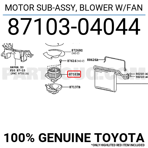 MOTOR SUB-ASSY, BLOWER W/FAN 8710304044 | Toyota Parts | PartSouq