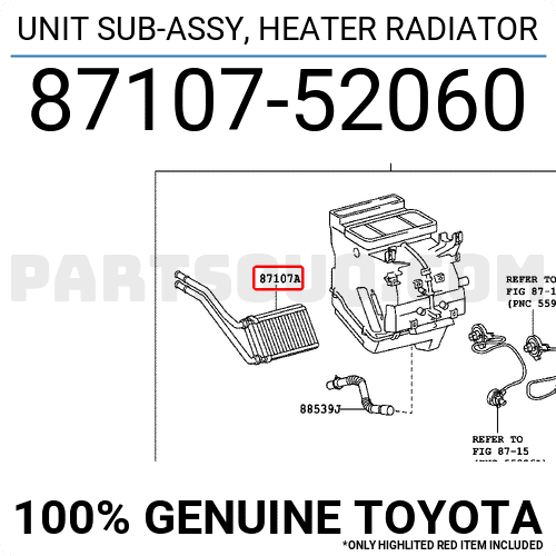 UNIT SUB-ASSY, HEATER RADIATOR 8710752060 | Toyota Parts | PartSouq