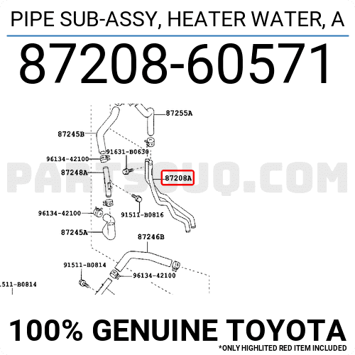 PIPE SUB-ASSY, HEATER WATER, A 8720860571 | Toyota Parts | PartSouq