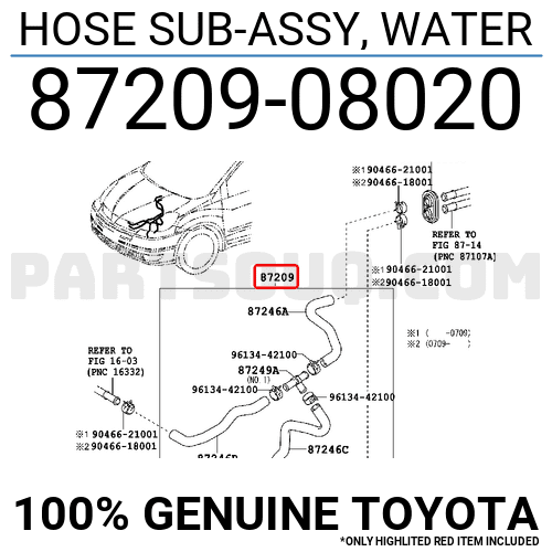HOSE SUB-ASSY, WATER 8720908020 | Toyota Parts | PartSouq