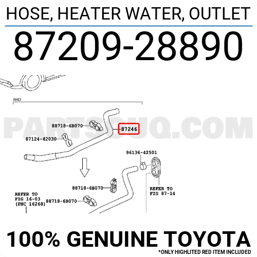 HOSE, HEATER WATER, OUTLET 8720928890 | Toyota Parts | PartSouq