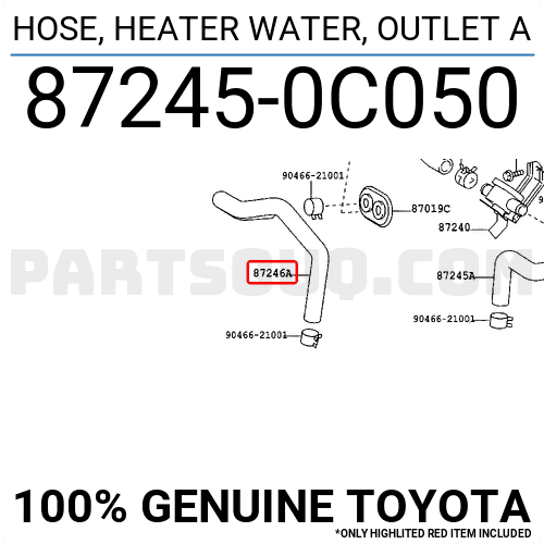 HOSE, HEATER WATER, OUTLET A 872450C050 | Toyota Parts | PartSouq
