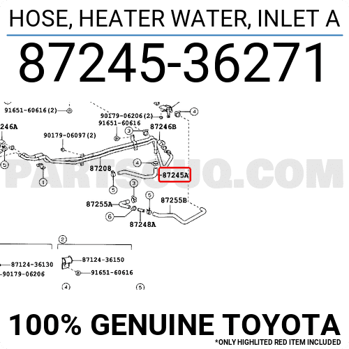 HOSE, HEATER WATER, INLET A 8724536271 | Toyota Parts | PartSouq