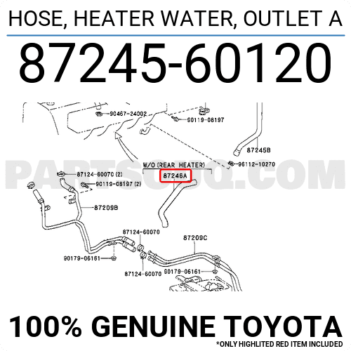 HOSE, HEATER WATER, OUTLET A 8724560120 | Toyota Parts | PartSouq