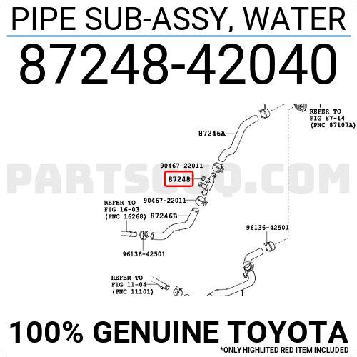 PIPE SUB-ASSY, WATER 8724842040 | Toyota Parts | PartSouq