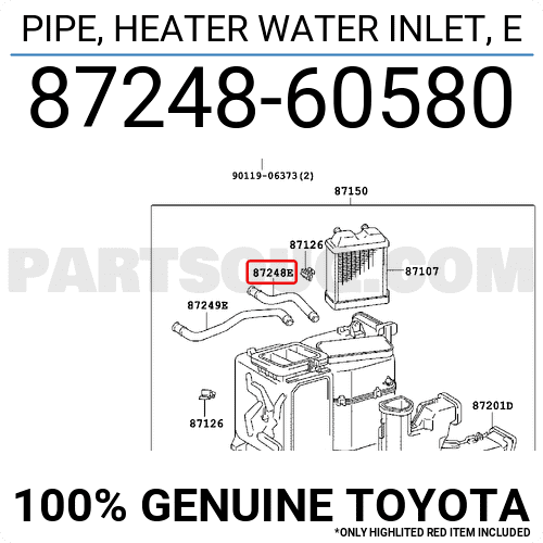 PIPE, HEATER WATER INLET, E 8724860580 | Toyota Parts | PartSouq