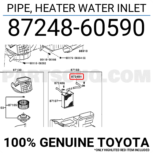 PIPE, HEATER WATER INLET 8724860590 | Toyota Parts | PartSouq