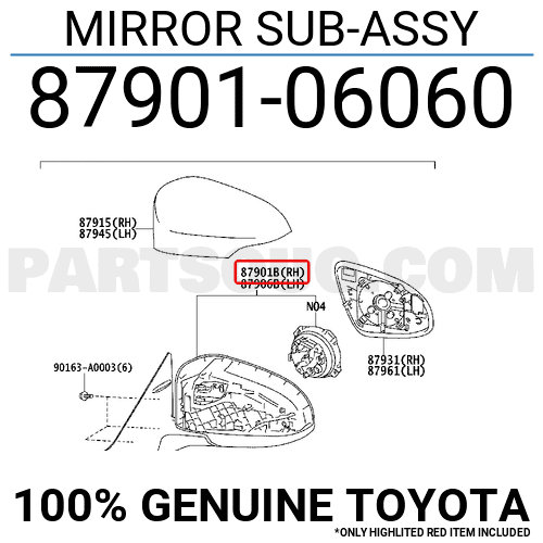 MIRROR SUB-ASSY 8790106060 | Toyota Parts | PartSouq