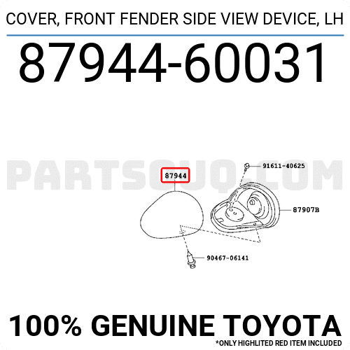 COVER, FRONT FENDER SIDE VIEW DEVICE, LH 8794460031 | Toyota Parts ...