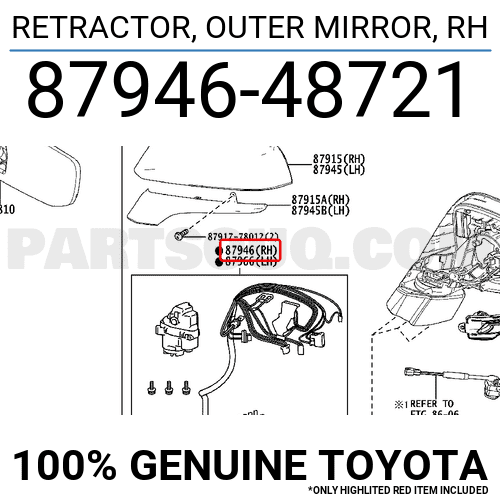 RETRACTOR, OUTER MIRROR, RH 8794648721 | Toyota Parts | PartSouq