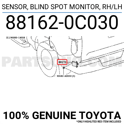 SENSOR, BLIND SPOT MONITOR, RH/LH 881620C030 | Toyota Parts | PartSouq