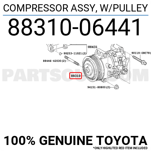 COMPRESSOR ASSY, W/PULLEY 8831006441 | Toyota Parts | PartSouq