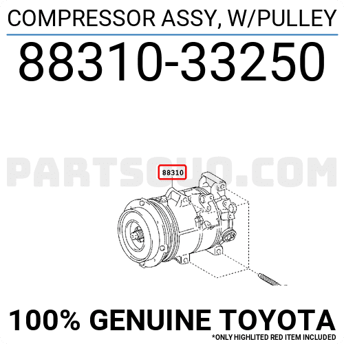 COMPRESSOR ASSY, W/PULLEY 8831033250 | Toyota Parts | PartSouq