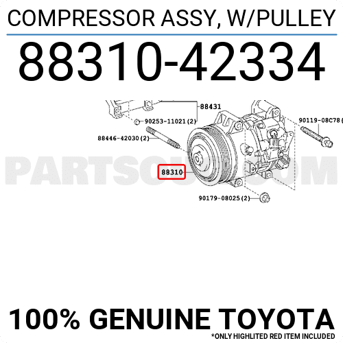 COMPRESSOR ASSY, W/PULLEY 8831042334 | Toyota Parts | PartSouq