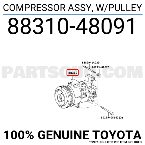 COMPRESSOR ASSY, W/PULLEY 8831048091 | Toyota Parts | PartSouq
