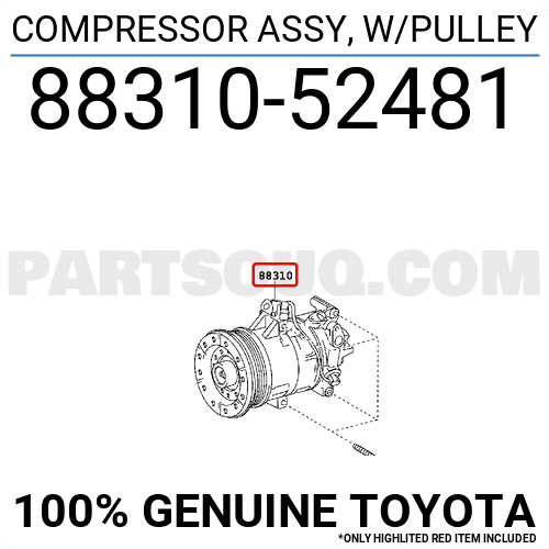 COMPRESSOR ASSY, W/PULLEY 8831052481 | Toyota Parts | PartSouq