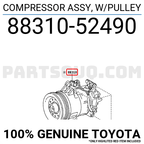 COMPRESSOR ASSY, W/PULLEY 8831052490 | Toyota Parts | PartSouq