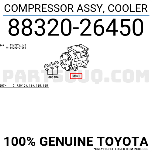 COMPRESSOR ASSY, COOLER 8832026450 | Toyota Parts | PartSouq