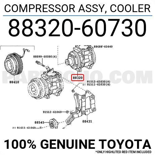 COMPRESSOR ASSY, COOLER 8832060730 | Toyota Parts | PartSouq