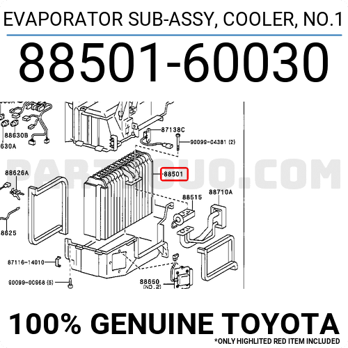 EVAPORATOR SUB-ASSY, COOLER, NO.1 8850160030 | Toyota Parts | PartSouq