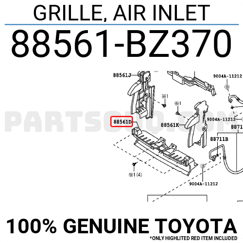 GRILLE, AIR INLET 88561BZ370 | Toyota Parts | PartSouq
