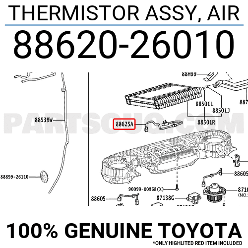 THERMISTOR ASSY, AIR 8862026010 | Toyota Parts | PartSouq