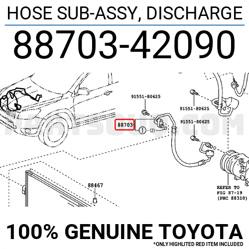 HOSE SUB-ASSY, DISCHARGE 8870342090 | Toyota Parts | PartSouq