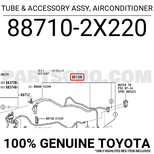 TUBE & ACCESSORY ASSY, AIRCONDITIONER 887102X220 | Toyota Parts | PartSouq