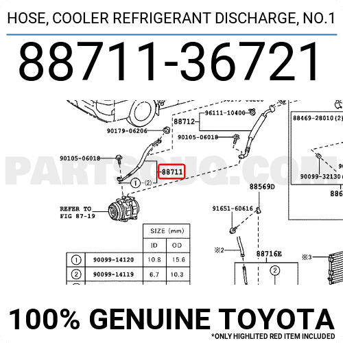 HOSE, COOLER REFRIGERANT DISCHARGE, NO.1 8871136721 | Toyota Parts ...