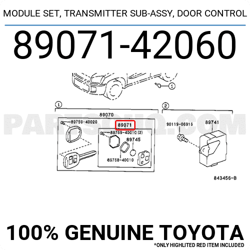 MODULE SET, TRANSMITTER SUB-ASSY, DOOR CONTROL 8907142060 | Toyota ...