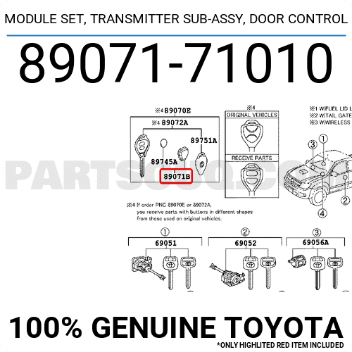 MODULE SET, TRANSMITTER SUB-ASSY, DOOR CONTROL 8907171010 | Toyota ...