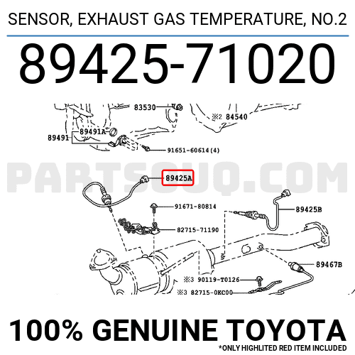 SENSOR, EXHAUST GAS TEMPERATURE, NO.2 8942571020 | Toyota Parts | PartSouq