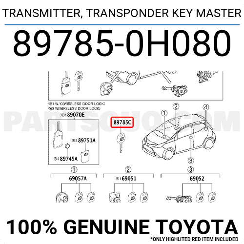 TRANSMITTER, TRANSPONDER KEY MASTER 897850H080 | Toyota Parts | PartSouq