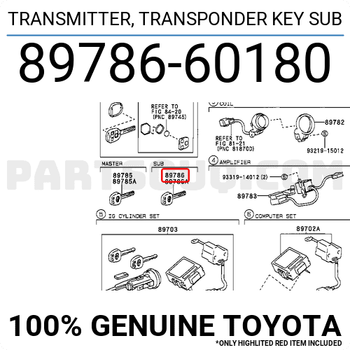 TRANSMITTER, TRANSPONDER KEY SUB 8978660180 | Toyota Parts | PartSouq