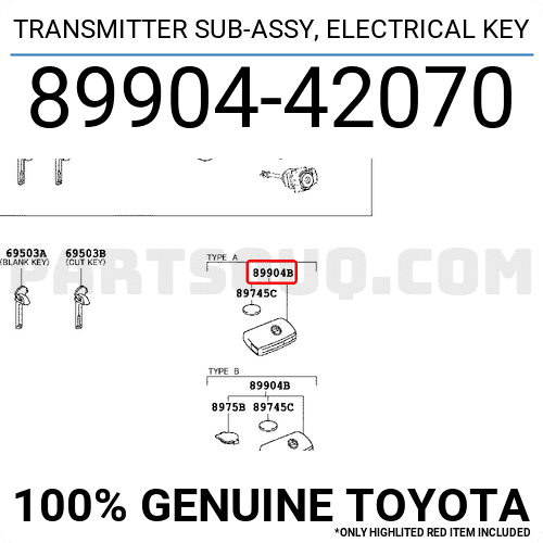 TRANSMITTER SUB-ASSY, ELECTRICAL KEY 8990442070 | Toyota Parts | PartSouq