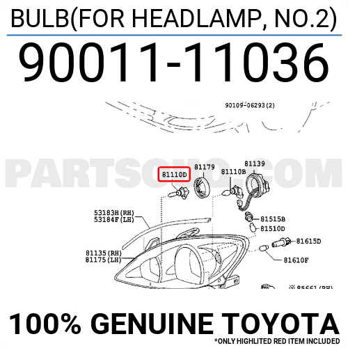 BULB(FOR HEADLAMP, NO.2) 9001111036 | Toyota Parts | PartSouq