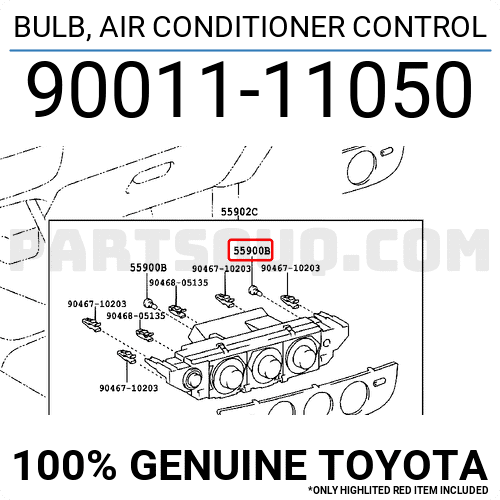 BULB, AIR CONDITIONER CONTROL 9001111050 | Toyota Parts | PartSouq