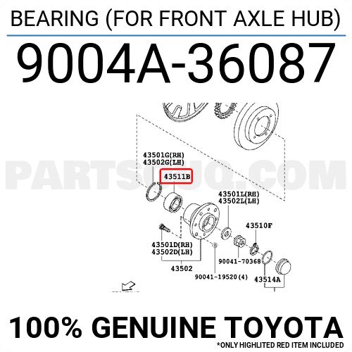 BEARING (FOR FRONT AXLE HUB) 9004A36087 | Toyota Parts | PartSouq