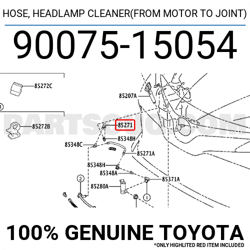 HOSE, HEADLAMP CLEANER(FROM MOTOR TO JOINT) 9007515054 | Toyota Parts ...