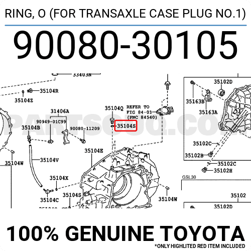 RING, O (FOR TRANSAXLE CASE PLUG NO.1) 9008030105 | Toyota Parts | PartSouq