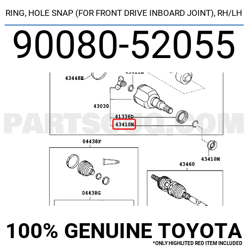 RING, HOLE SNAP (FOR FRONT DRIVE INBOARD JOINT), RH/LH 9008052055 ...