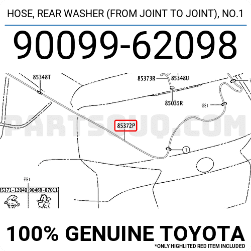 HOSE, REAR WASHER (FROM JOINT TO JOINT), NO.1 9009962098 | Toyota Parts ...