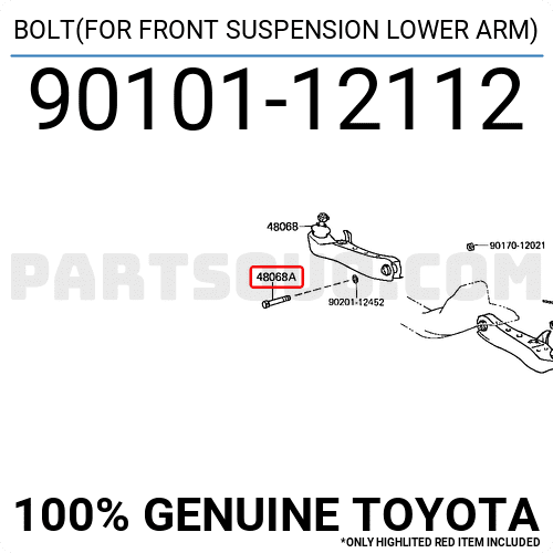 BOLT(FOR FRONT SUSPENSION LOWER ARM) 9010112112 | Toyota Parts | PartSouq