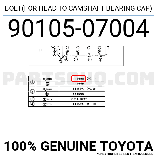 BOLT(FOR HEAD TO CAMSHAFT BEARING CAP) 9010507004 | Toyota Parts | PartSouq