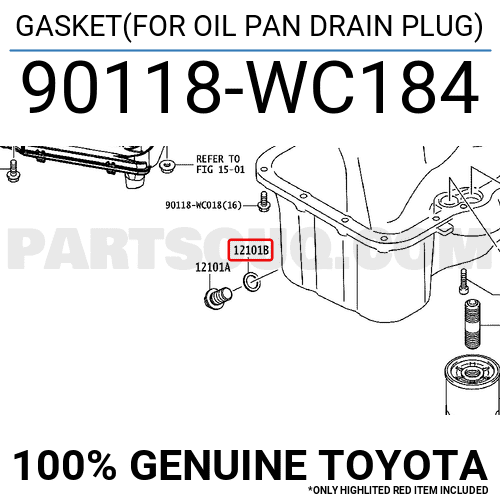 GASKET(FOR OIL PAN DRAIN PLUG) 90118WC184 | Toyota Parts | PartSouq