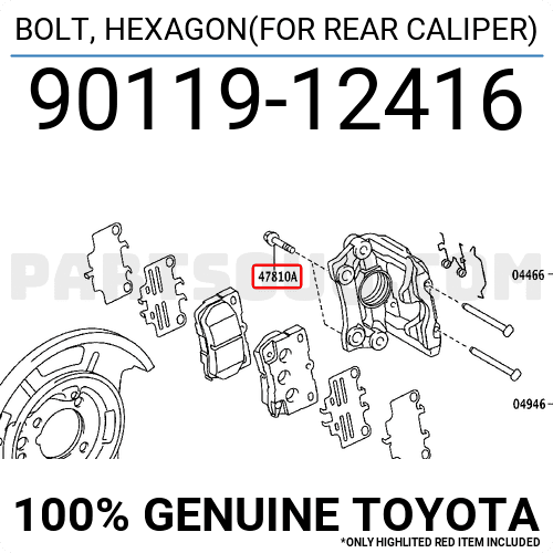 BOLT, HEXAGON(FOR REAR CALIPER) 9011912416 | Toyota Parts | PartSouq