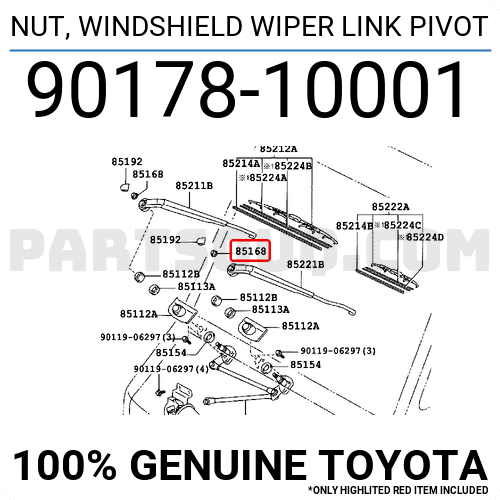 NUT, WINDSHIELD WIPER LINK PIVOT 9017810001 | Toyota Parts | PartSouq