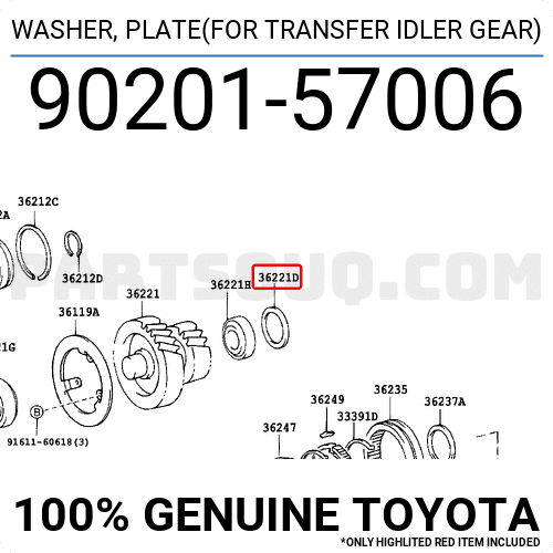 WASHER, PLATE(FOR TRANSFER IDLER GEAR) 9020157006 | Toyota Parts | PartSouq