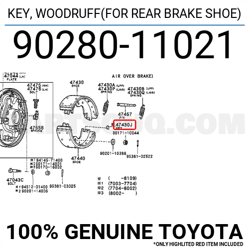 KEY, WOODRUFF(FOR REAR BRAKE SHOE) 9028011021 | Toyota Parts | PartSouq